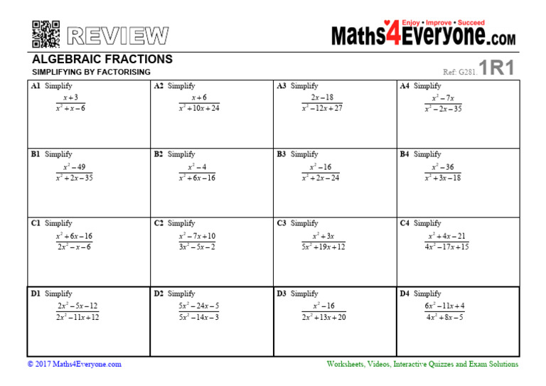 Simplifying Algebraic Fractions Guide | PDF | Chess