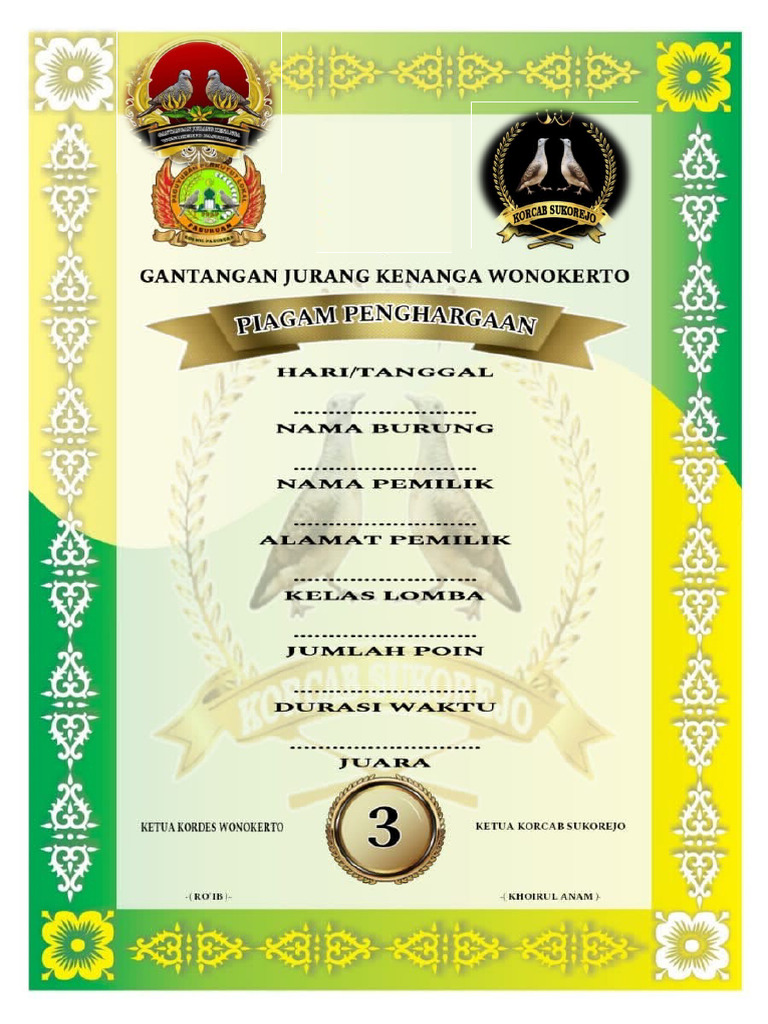 Sertifikat Burung | PDF