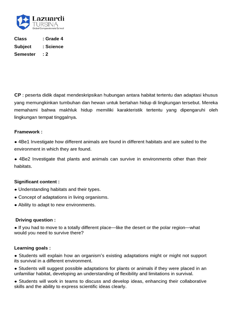 Grade 4 Science: Habitats & Adaptations | PDF | Adaptation | Desert