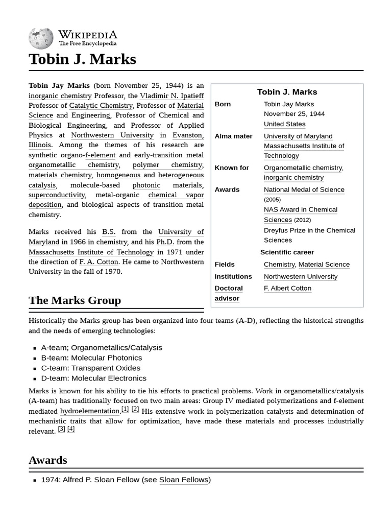 Tobin_J._Marks | PDF | Physical Sciences | Chemistry
