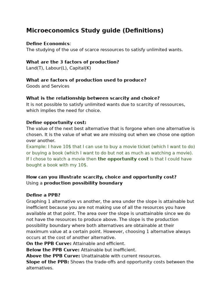 Microeconomics Study Guide | PDF | Macroeconomics | Microeconomics