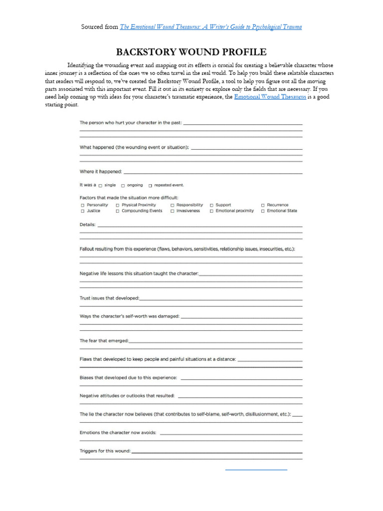 Backstory Wound Profile PDF - WHW - 2021 | PDF