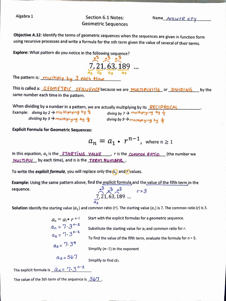 Geometric Sequences in Algebra | PDF | Abstract Algebra | Elementary ...