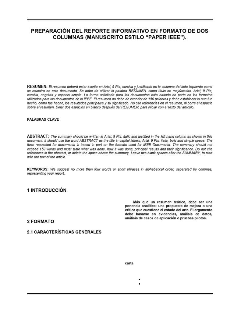 Preparacion de Un Paper Segun Ieee | PDF | Texto | Escritura