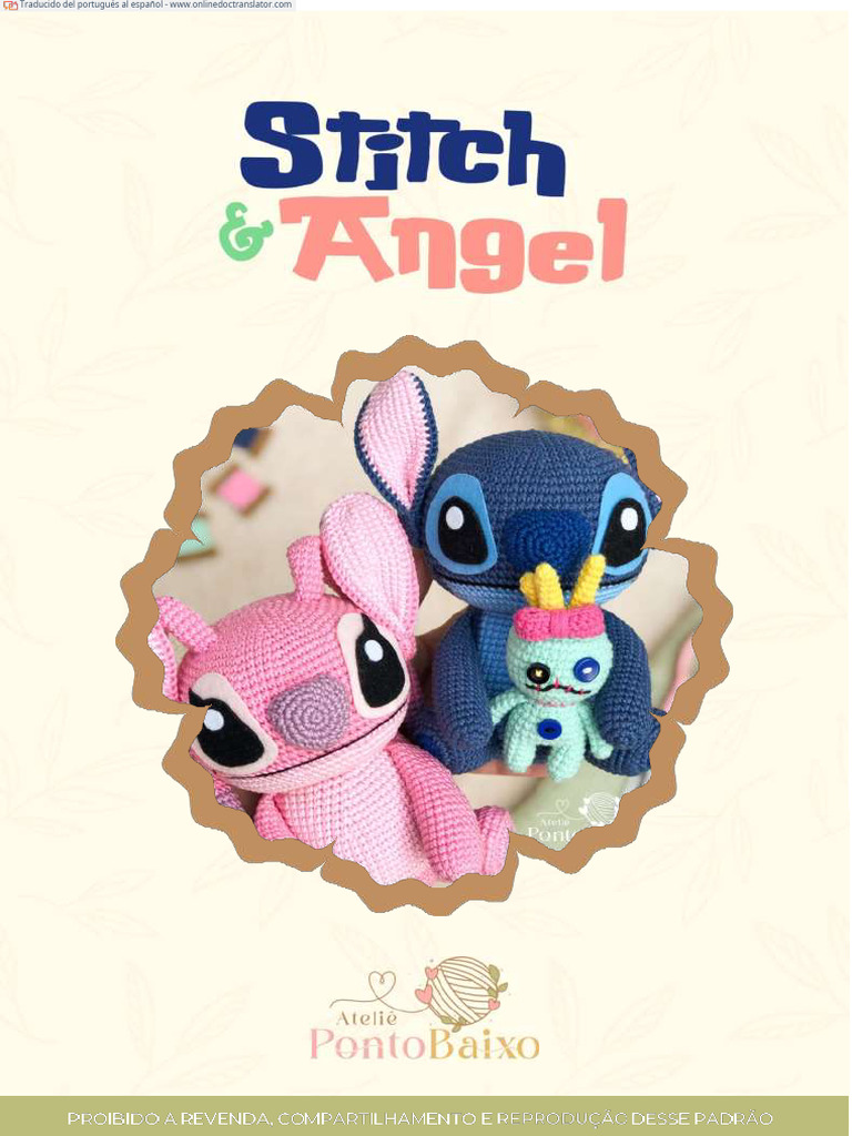Patrón Amigurumi: Stitch y Ángel 20 cm | PDF | Amigurumi