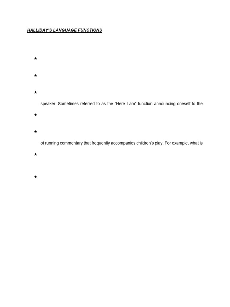 Halliday's Language Functions | PDF