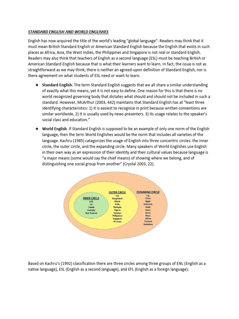 Standard English and World Englishes | PDF