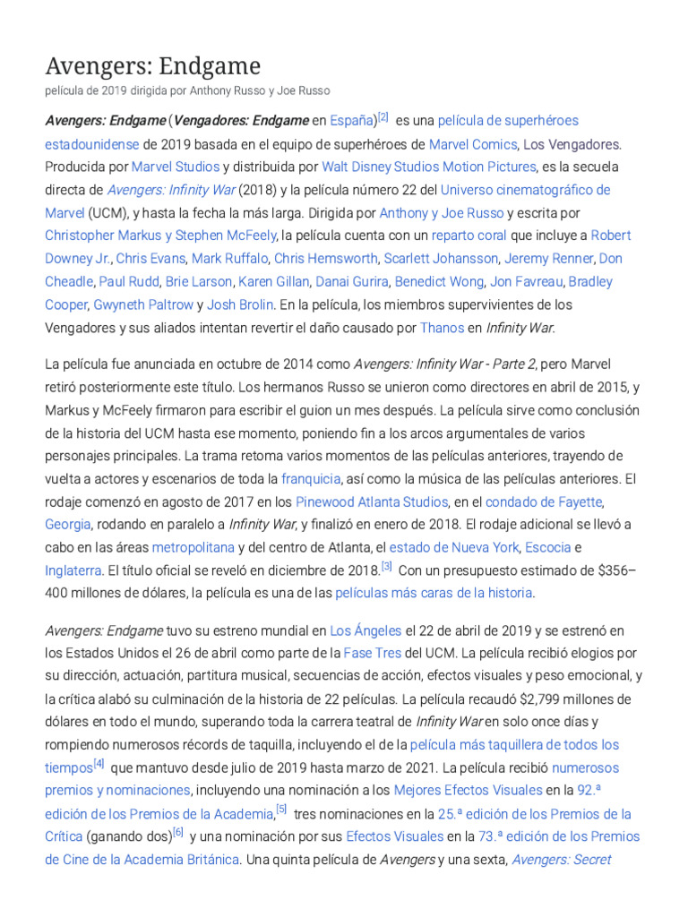 Avengers - Endgame | PDF