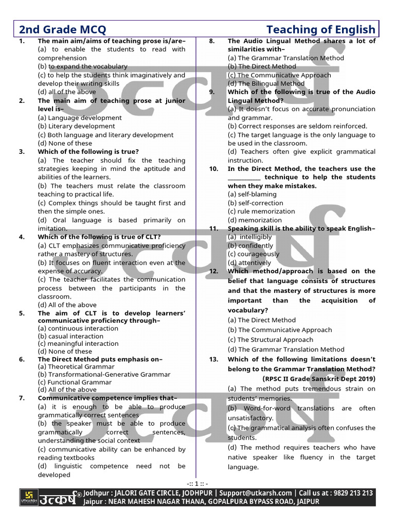276 Teaching Of English Part 2 Teaching Of English Question Pdf