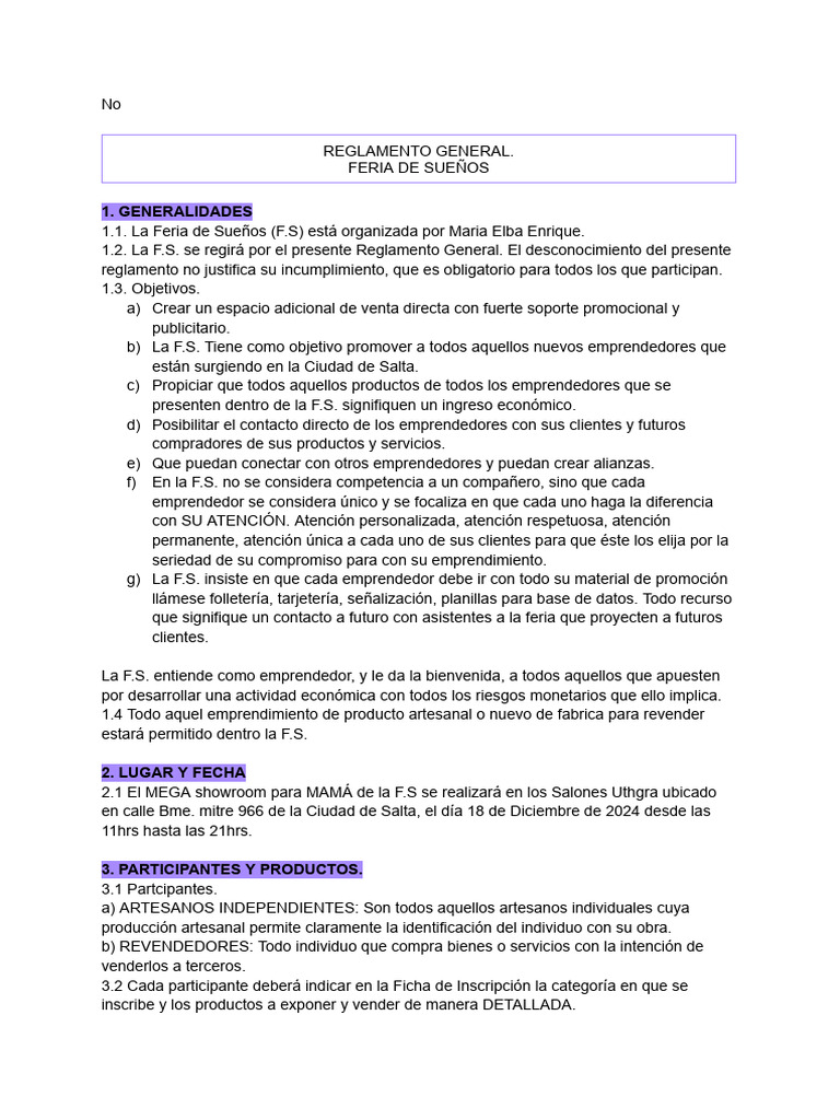 Reglamento General | PDF | Iniciativa empresarial