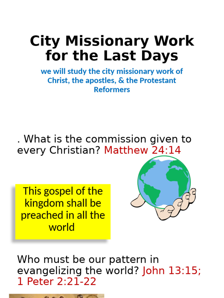 City Missionary Work For The Last Days | PDF | Jesus | Paul The Apostle