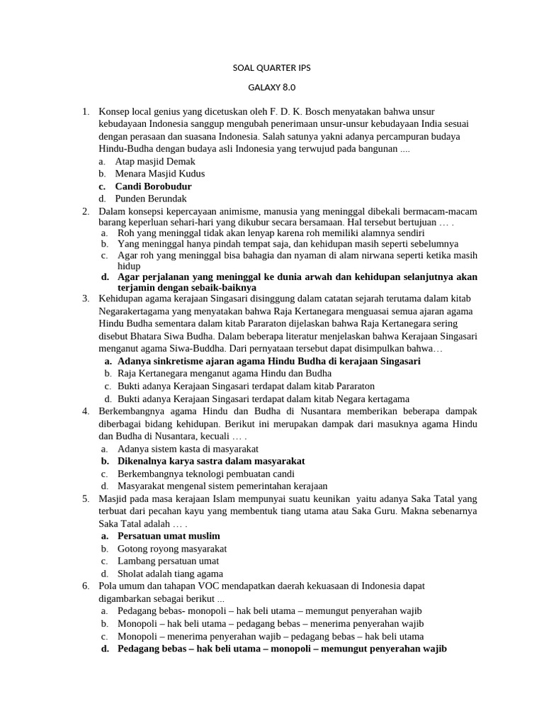 SOAL QUARTER IPS | PDF