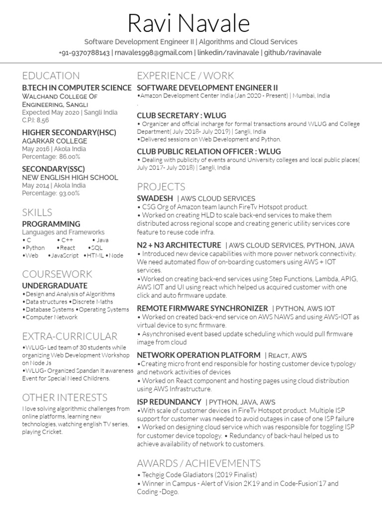 Software Development Engineer Ii Pdf Amazon Web Services Cloud