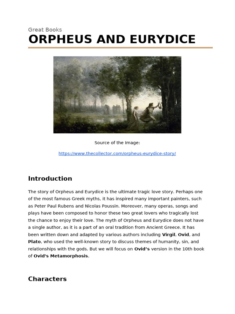 Orpheus-and-Eurydice-in-Great-Books GROUP 2 | PDF | Orpheus | Hades