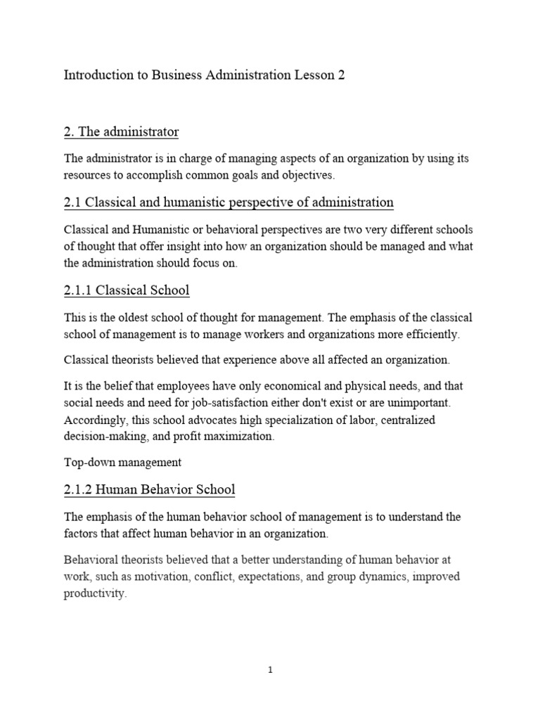Introduction To Business Administration Lesson 2 | PDF | Psychology | Business