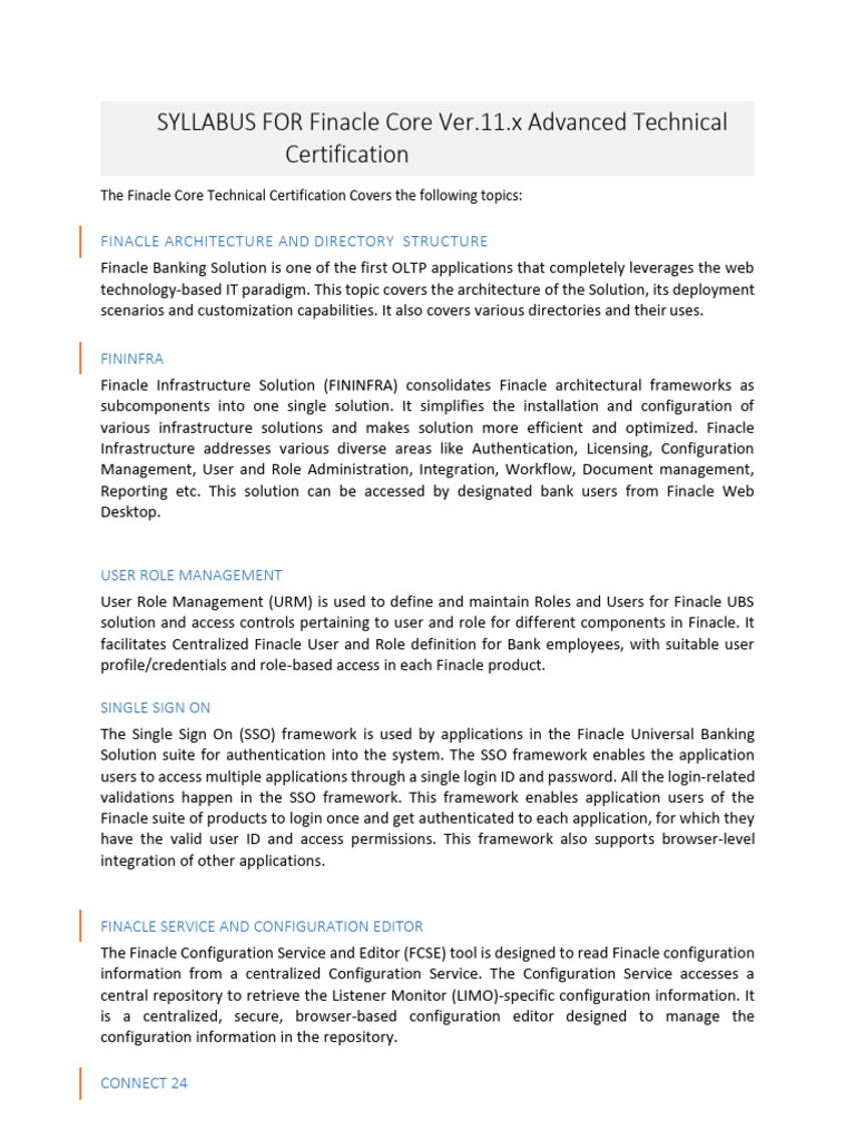 Finacle Core Ver-11-X Advanced Technical Certification | PDF | User ...