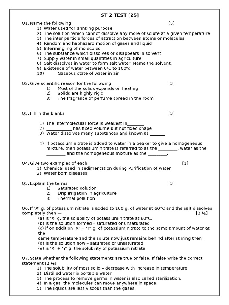 chemistry st 2 - Copy | PDF | Mixture | Water