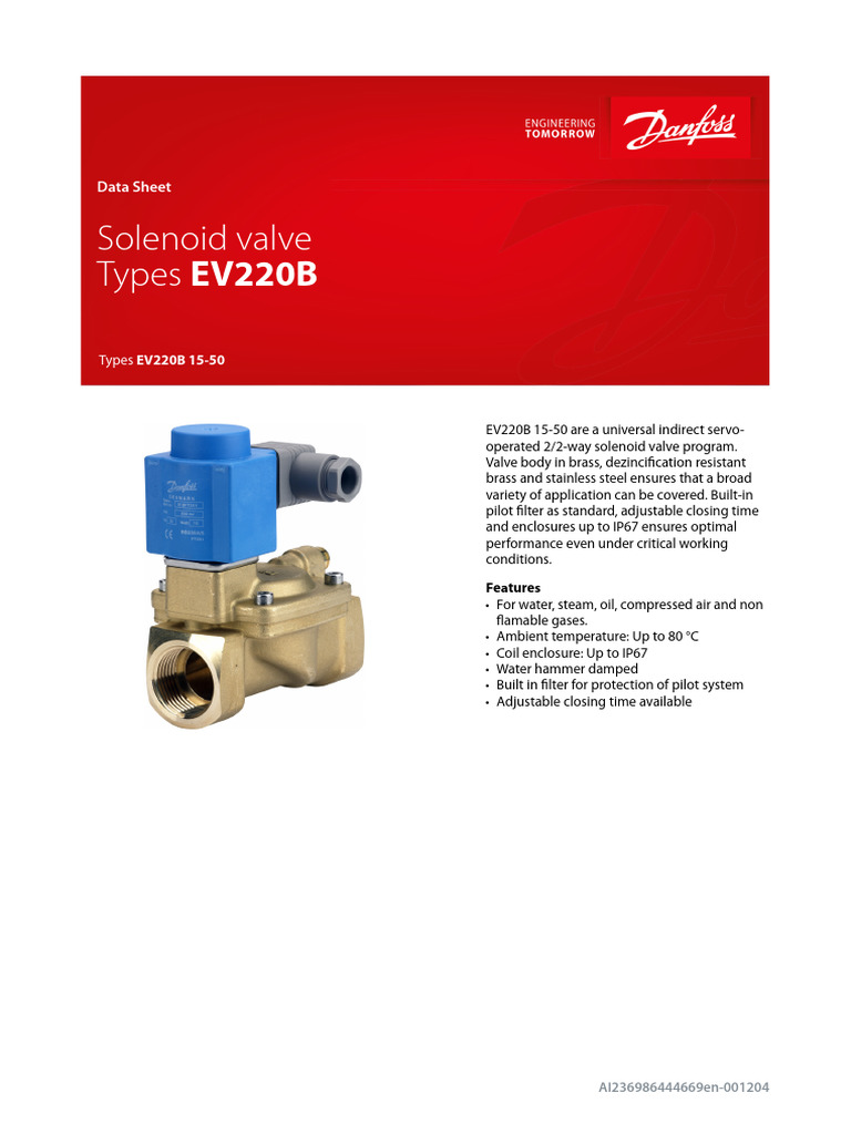 Danfoss EV220B 15-50 (1) (1) | PDF | Valve | Electrical Connector