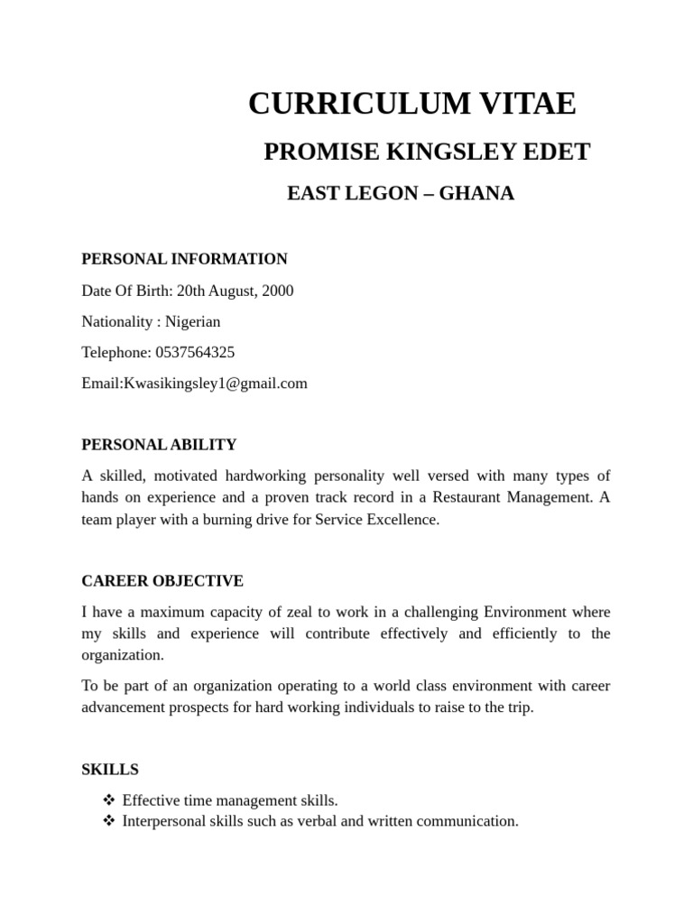 Promise Cv | PDF
