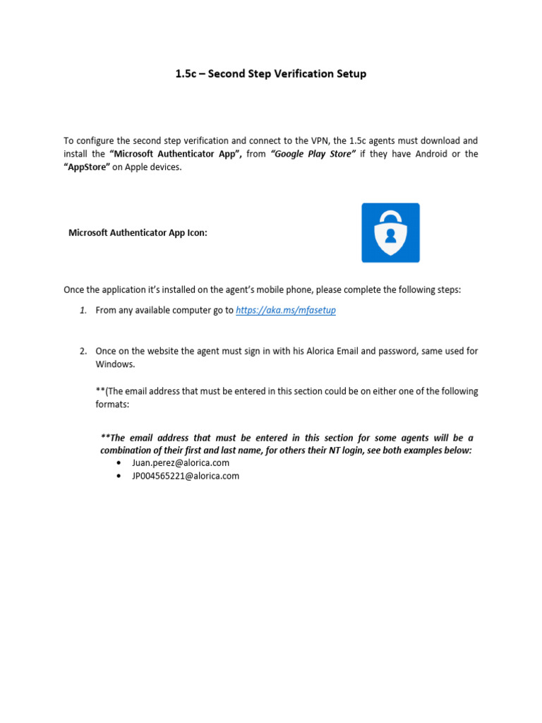 1.5c Microsoft Authenticator Setup | PDF