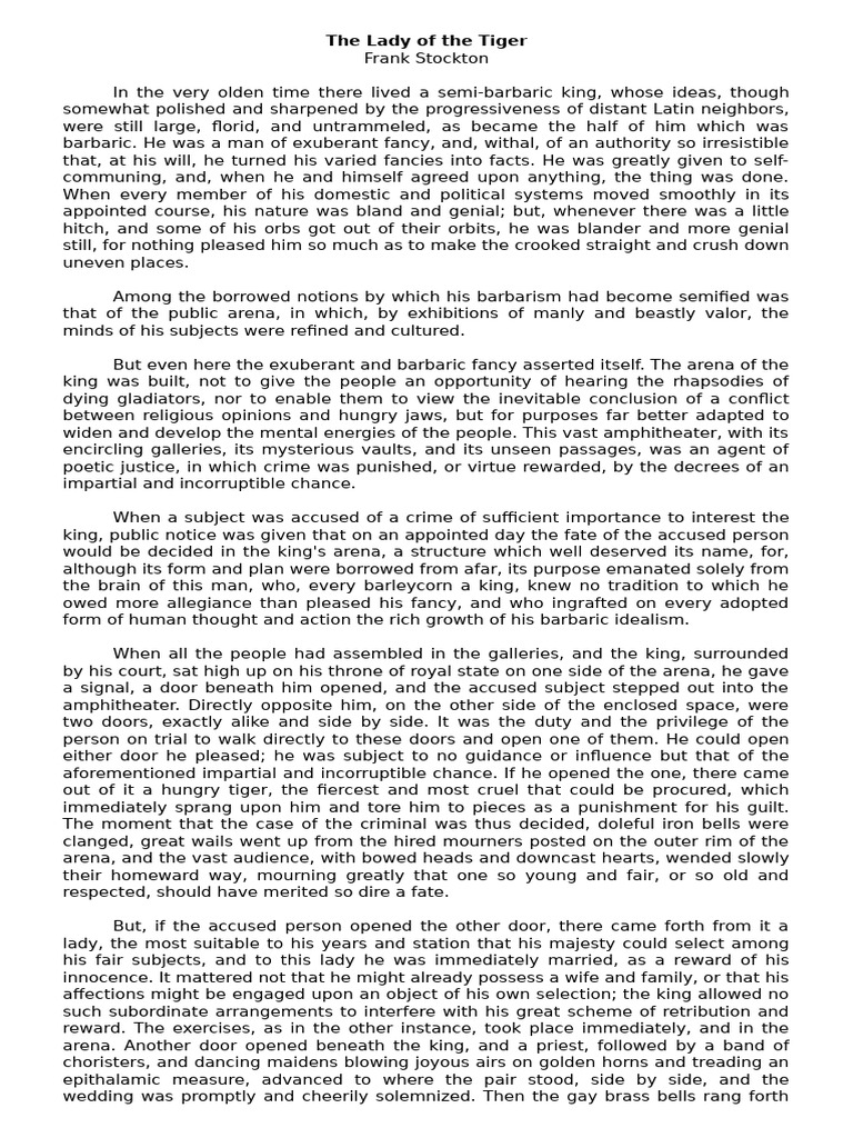 The Lady or the Tiger | PDF