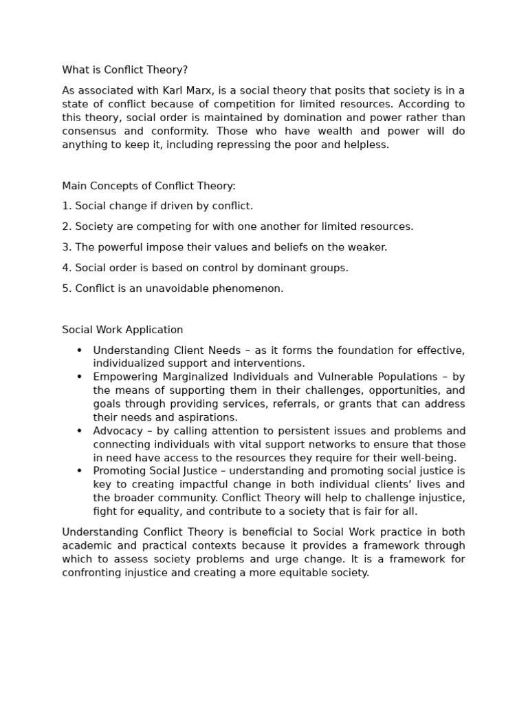 Conflict Theory in Social Work | PDF