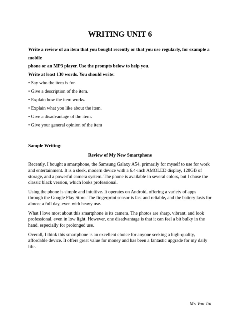 WRITING UNIT 6 | PDF | Smartphone | Backpack