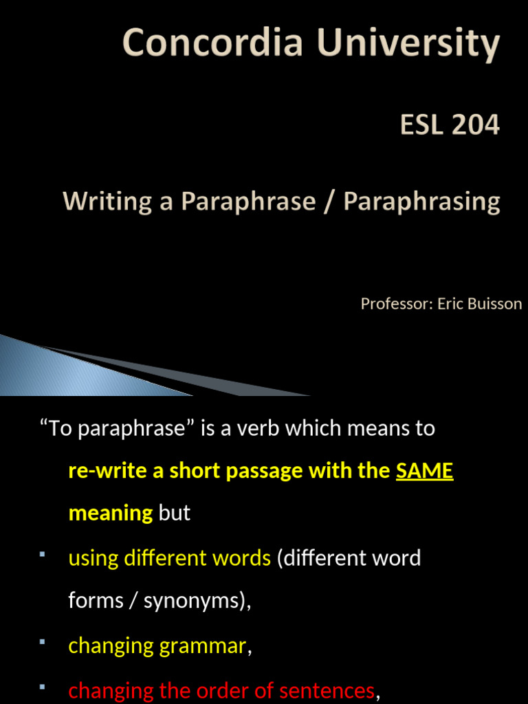 204 Paraphrasing Presentation | PDF | Citation | Apa Style