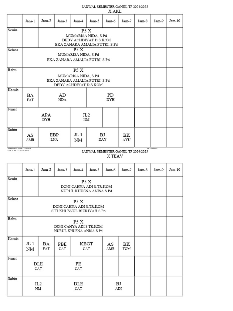 Jadwal P5 2024 | PDF