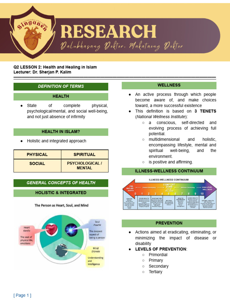 ISP1 Q2 2. Health and Healing in Islam | PDF | Quran | Islam