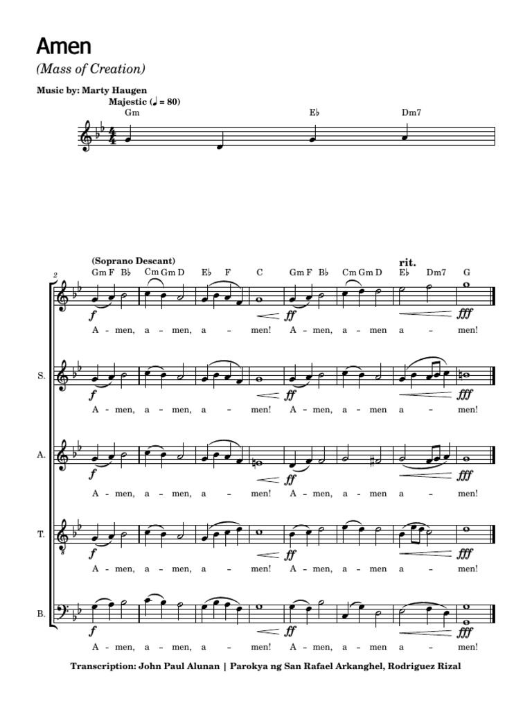 Amen Mass of Creation Marty Haugen | PDF