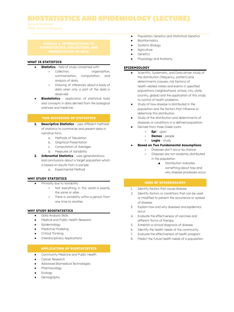 Biostatistics And Epidemiology Lecture Pdf Level Of Measurement Epidemiology