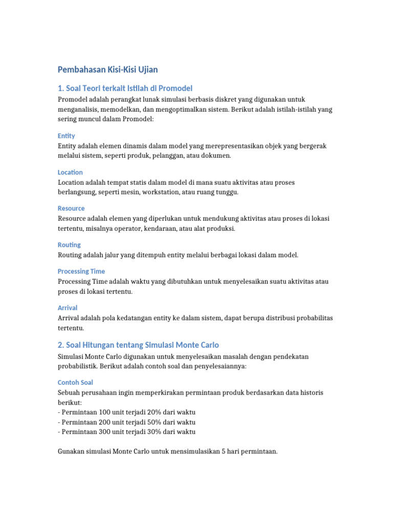 Kisi-Kisi Ujian Promodel | PDF