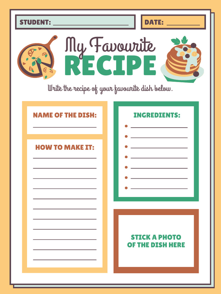 The MARKET - My Favourite Recipe Writing Worksheet | PDF