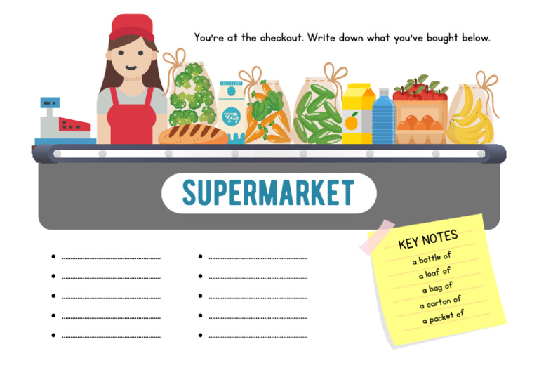 Food Partitives - Supermarket Worksheet | PDF