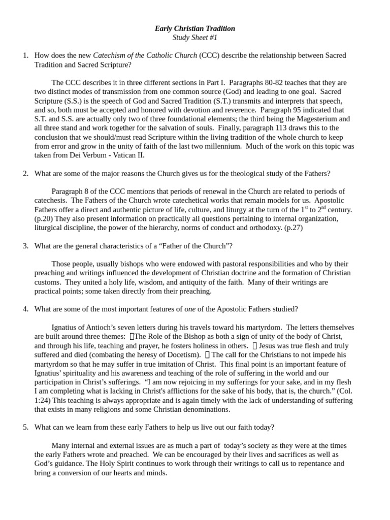 EPS Early Christian Tradition #1 | PDF | Jesus | Catholic Church