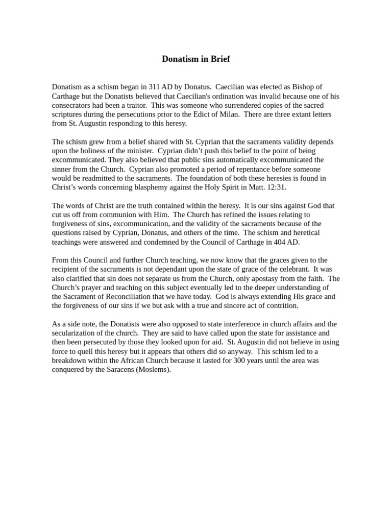 Donatism in Brief - EPS Paper | PDF