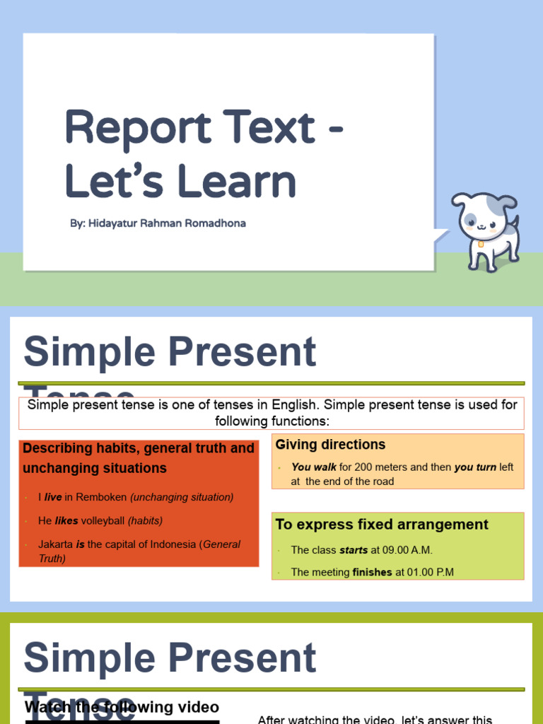 Materi - Let's Learn - Report Text | PDF | Verb | Grammatical Tense