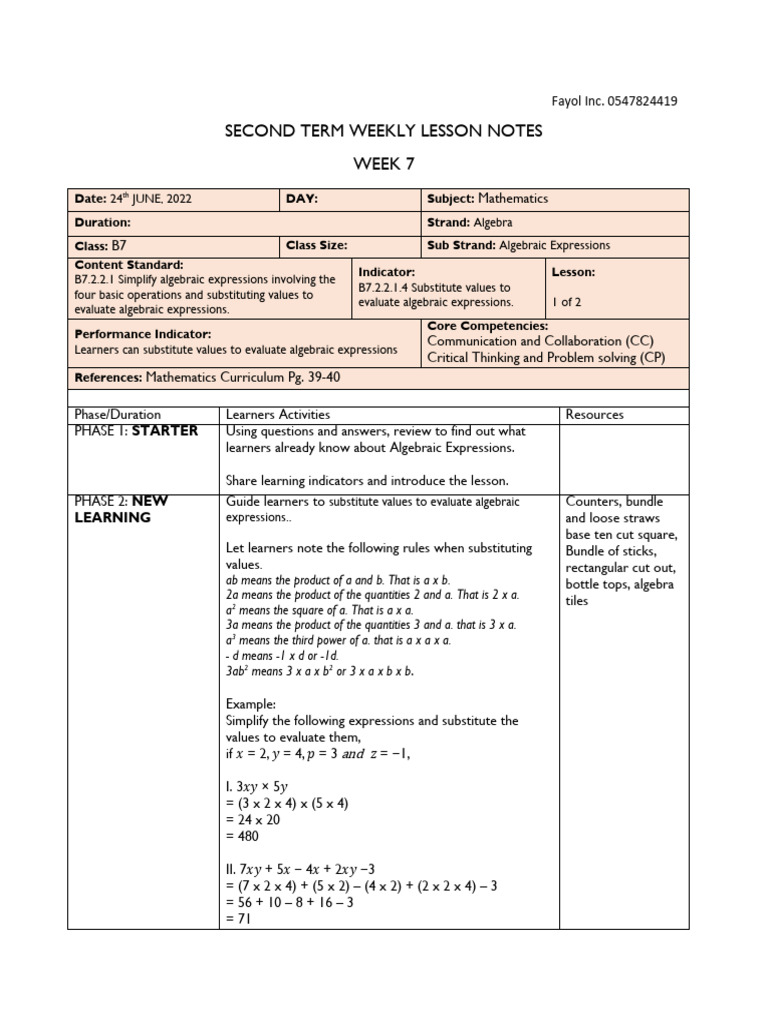 b7 Maths Wk7 | PDF | Mathematics | Algebra