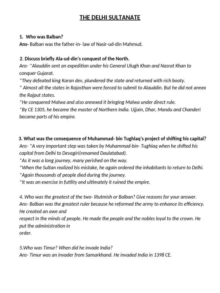Delhi Sultanate Notes 1725876252 | PDF