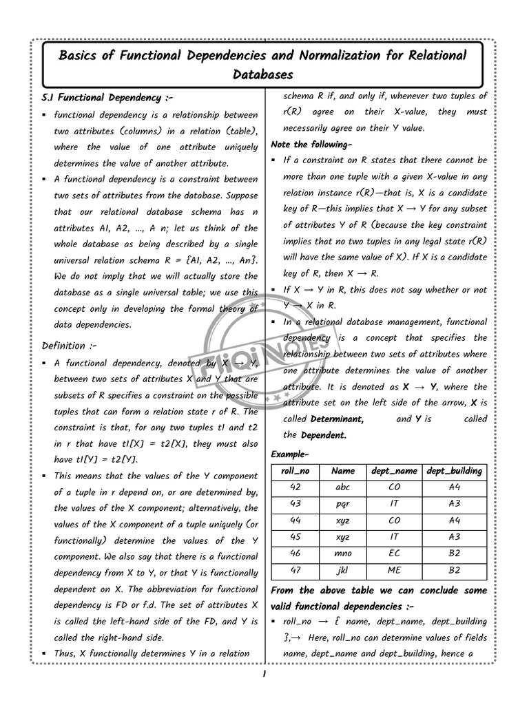 Understanding Functional Dependencies in Databases | PDF | Relational Model | Relational Database