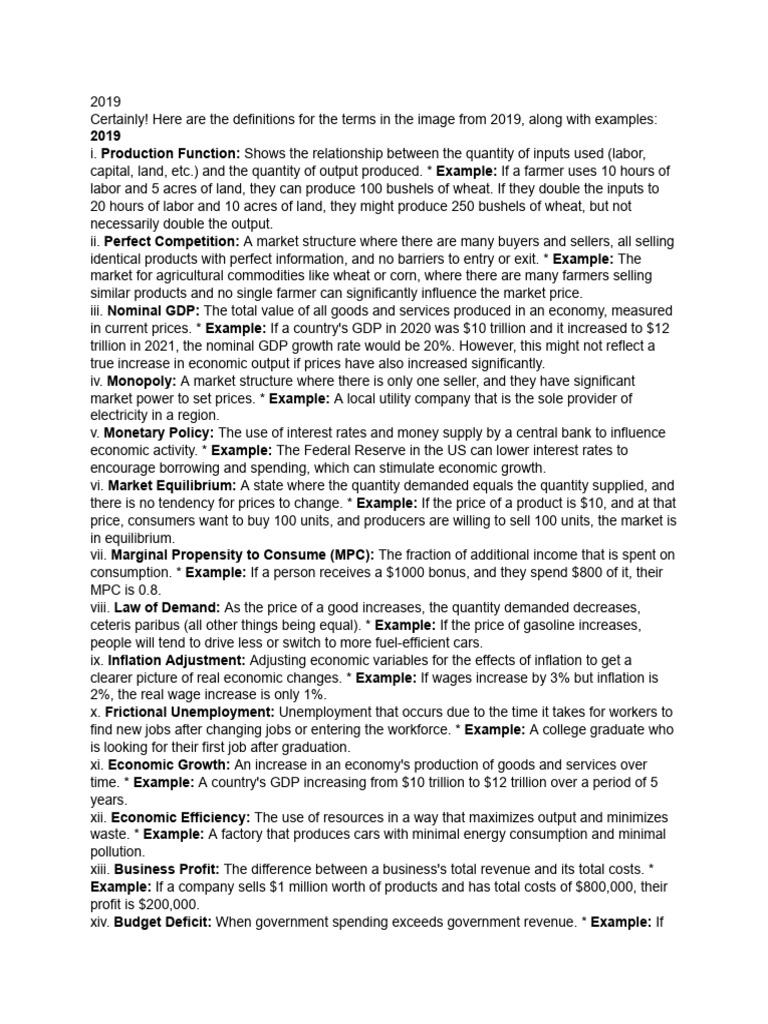 Key Economic Terms Explained | PDF | Economics | Economic Equilibrium