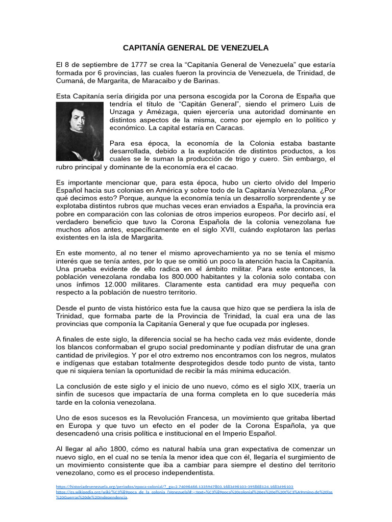 Capitanía General Venezuela 1777 | PDF