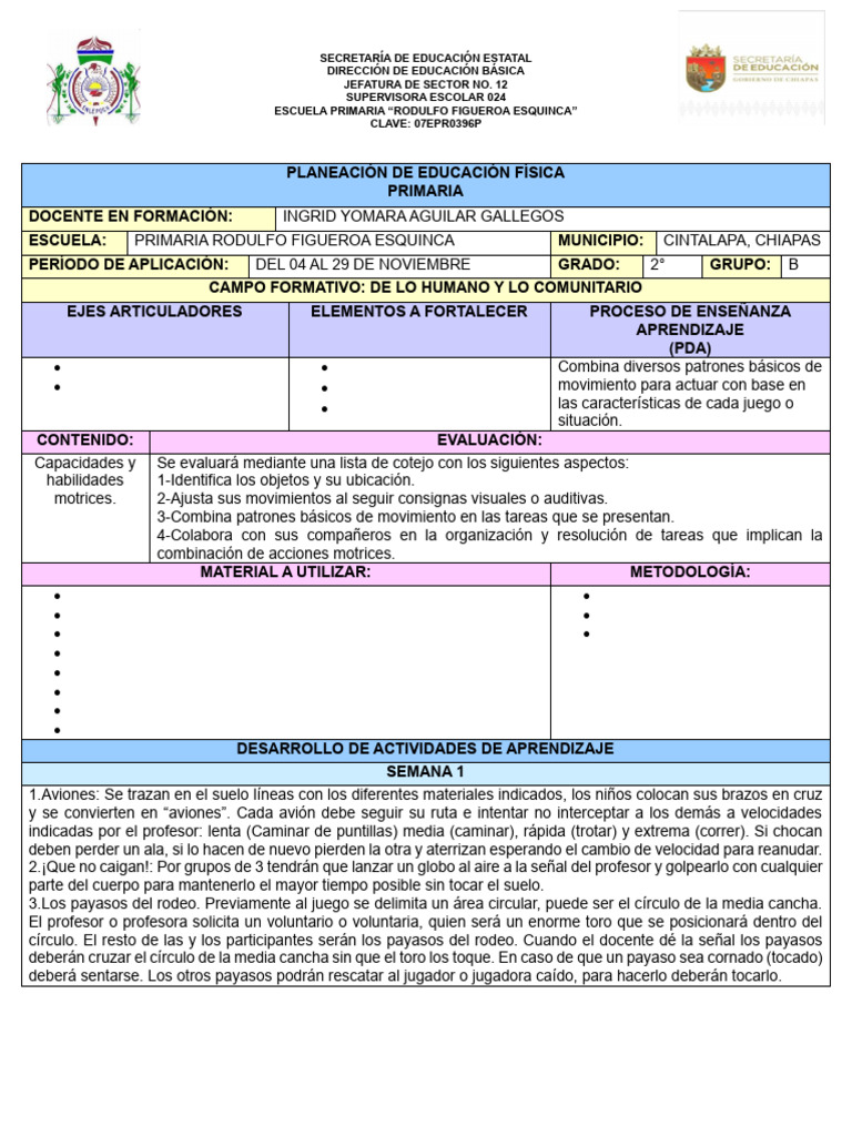Planeación de Educación Física | PDF | Educación primaria | Maestros