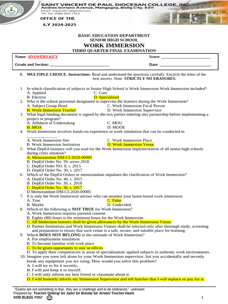 WI_ANSWER-KEY_Q3_FE | PDF