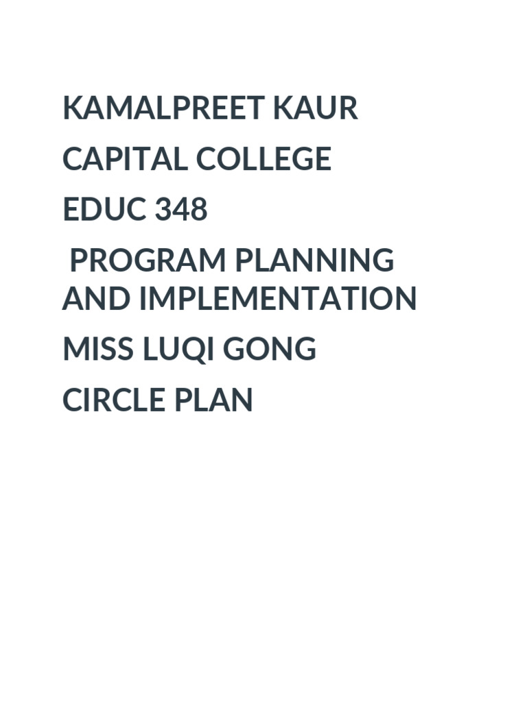 Educ348 Circle Plan | PDF