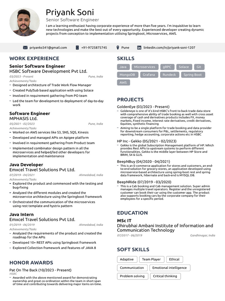 Priyank Soni 5yrs Resume | PDF | Amazon Web Services | Derivative (Finance)