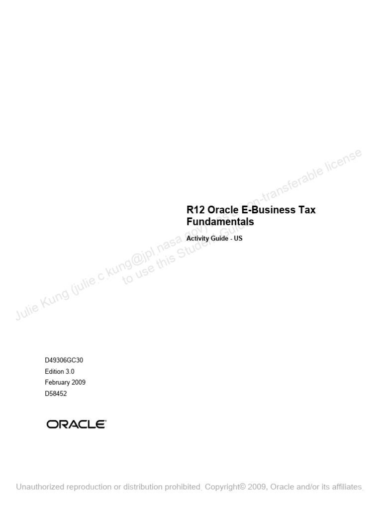 Oracle EB TAX - Activity Guide | PDF | Accounts Payable | Taxes