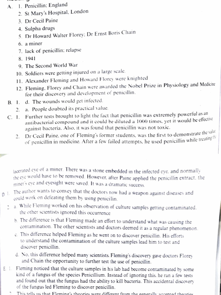 The Discovery of Penicillin (Class8) | PDF | Penicillin | Medical ...