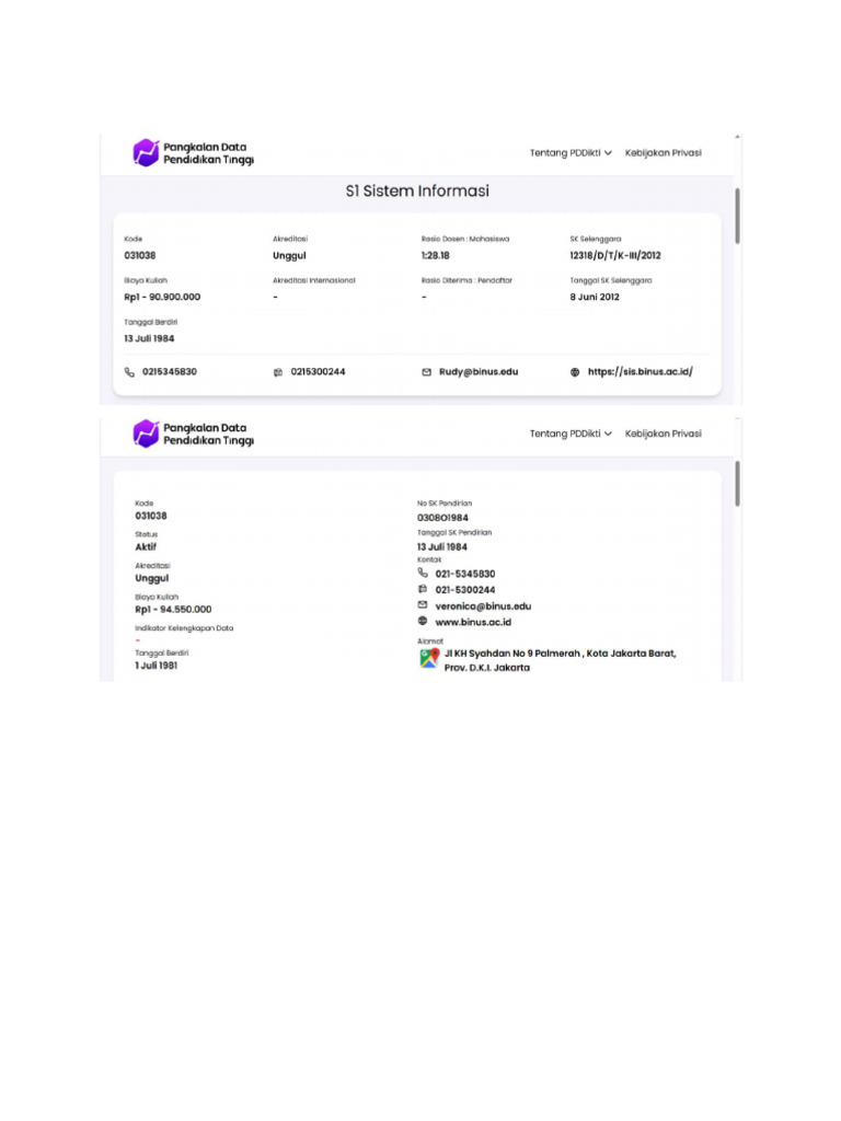 Akreditasi PT dan Prodi Binus | PDF
